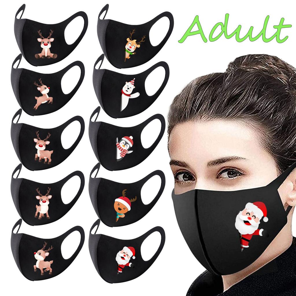 Buy [SIC] Adult Christmas Print Ice Silk Mask To Protect Against Dusts ...