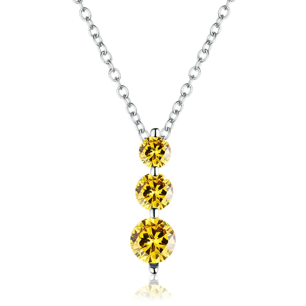 Buy Silver Color Yellow Stone Jewelry Necklace Fashion Wedding Necklace ...