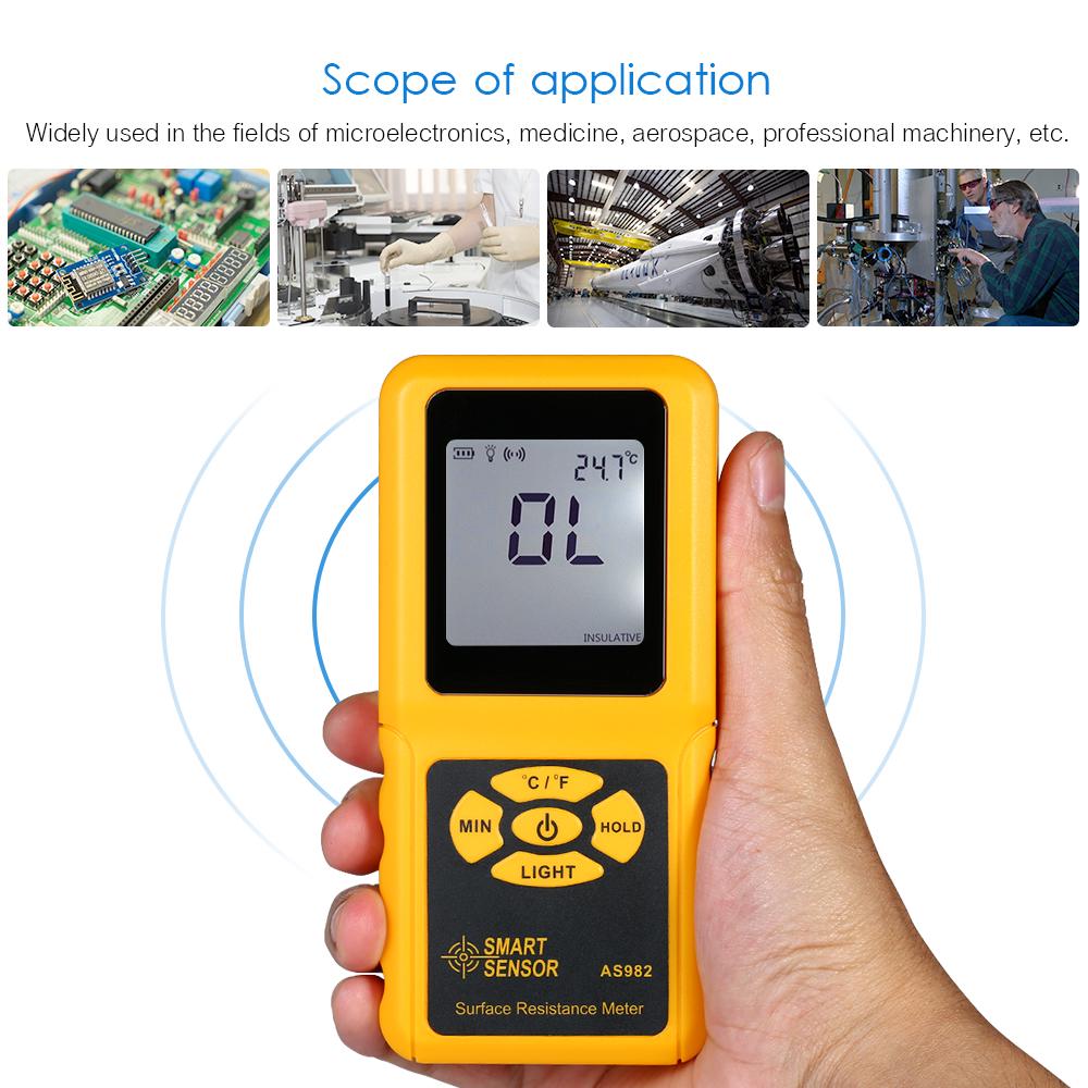 Buy SMART SENSOR Handheld LCD Surface Resistance Meter Tester with ...