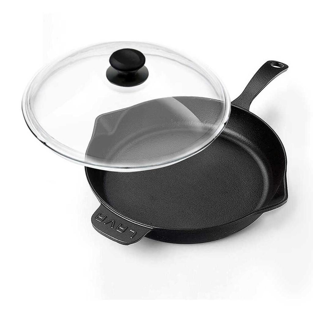 Buy Lava Cast Iron 28 Cm Frying Pan with Handle and Glass Lid at ...