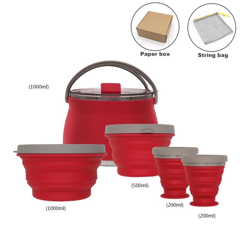 Cheap Silicone Folding Kettle Camping Boiling Water Pot Leak Proof Tea ...