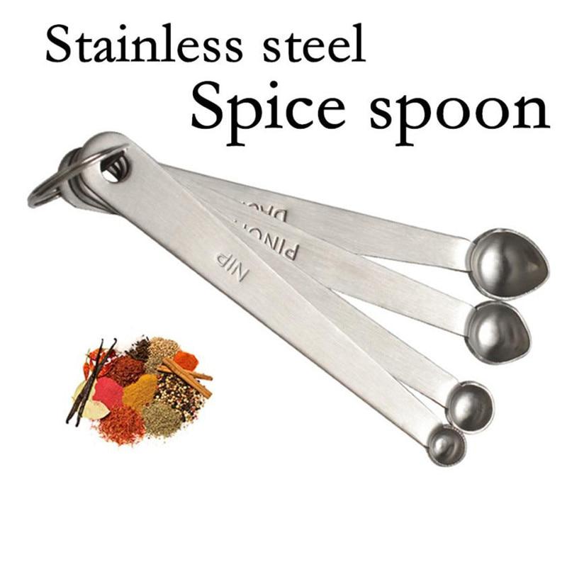 4PCS Set Stainless Steel Spice Measuring Spoons Kitchen Baking ...