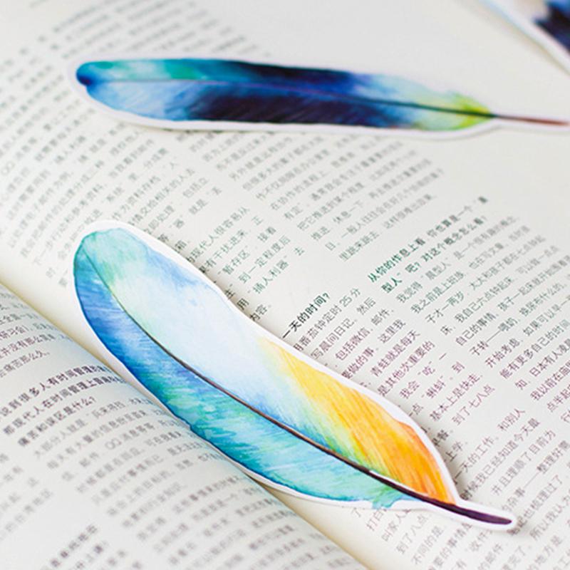 Buy 30 Pcs Colourful Feathers Bookmark Set Rainbow Flyer Paper Book ...