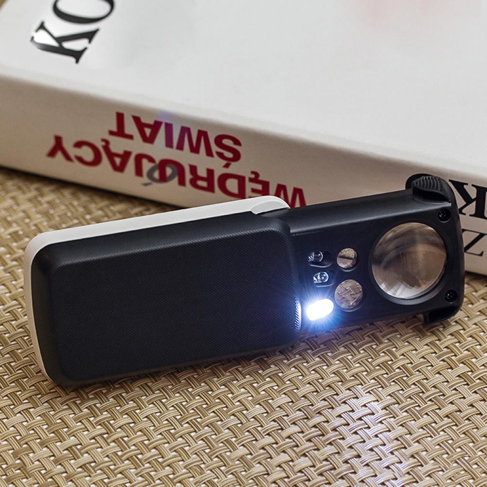 Cheap UV LED 30X 60X 90X Magnifying Glass Foldable Optical Lens Reading ...