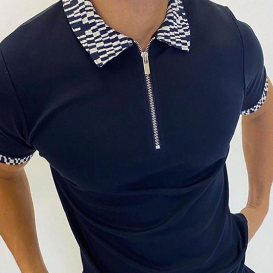 Buy Comfortable Solid Color Lapel Collar Zipper Shirt Solid Color High ...