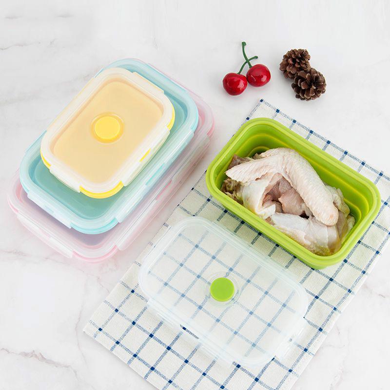 Buy FDA Folding Lunch Box Folding Silicone Lunch Box Microwave Lunch ...
