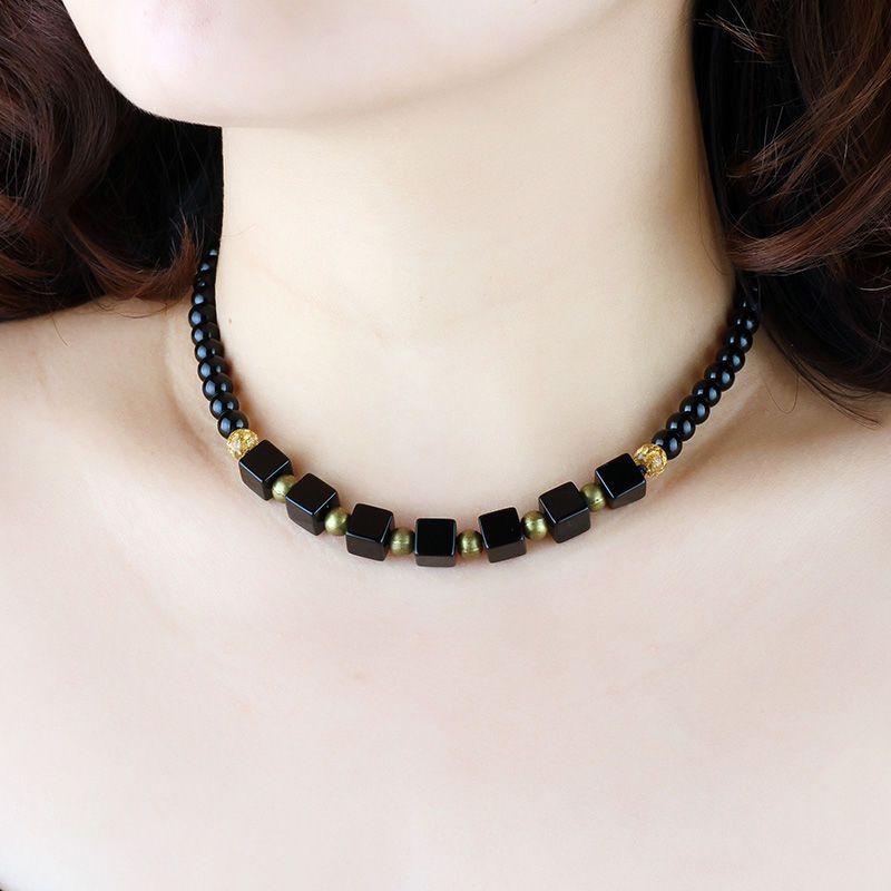 Cheap New ethnic style black agate collarbone chain minimalist neck ...