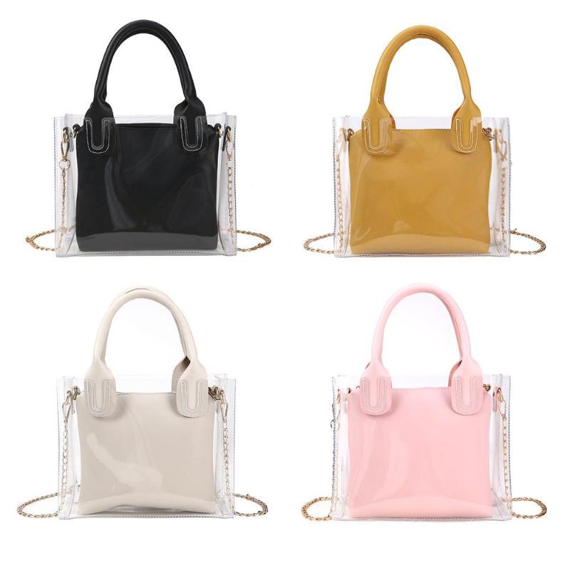 Buy Women PVC Shoulder Handbags Chain Clear Jelly Casual Beach ...