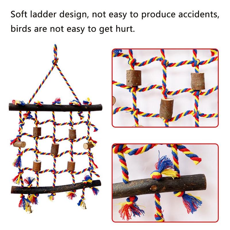 Buy Pet Parrots Bird Swings Ladder Hanging Rope Climbing Net Mesh Cage ...