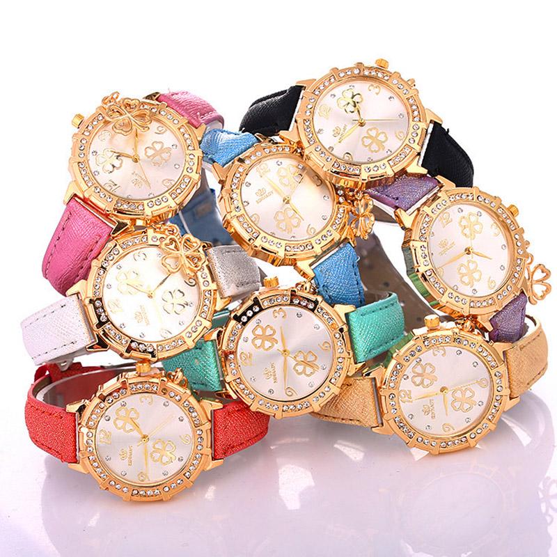 Buy Leather Chain Watch Clover Pattern Women's Watch Belt Watch Women ...