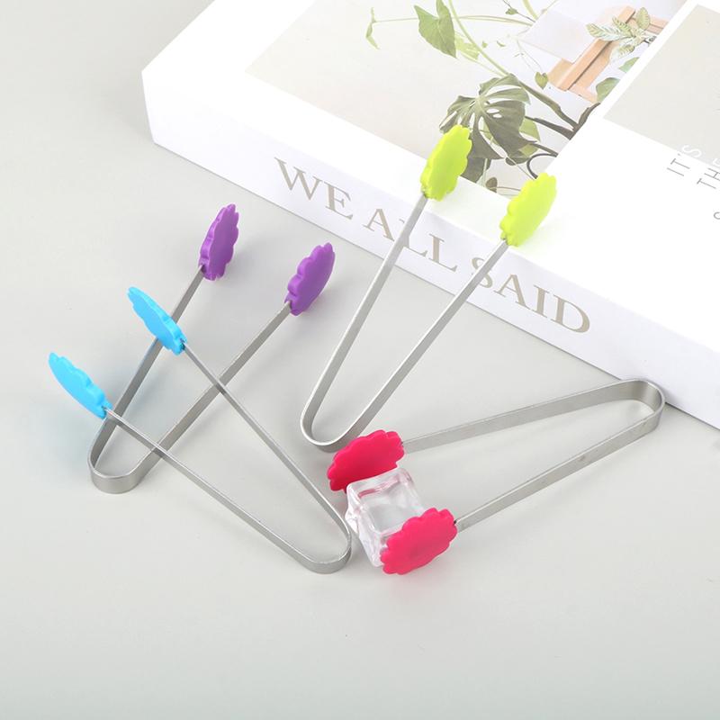 1Pc Silicone Food Tongs Flower Shape Non-Slip Stainless Steel Ice Candy ...