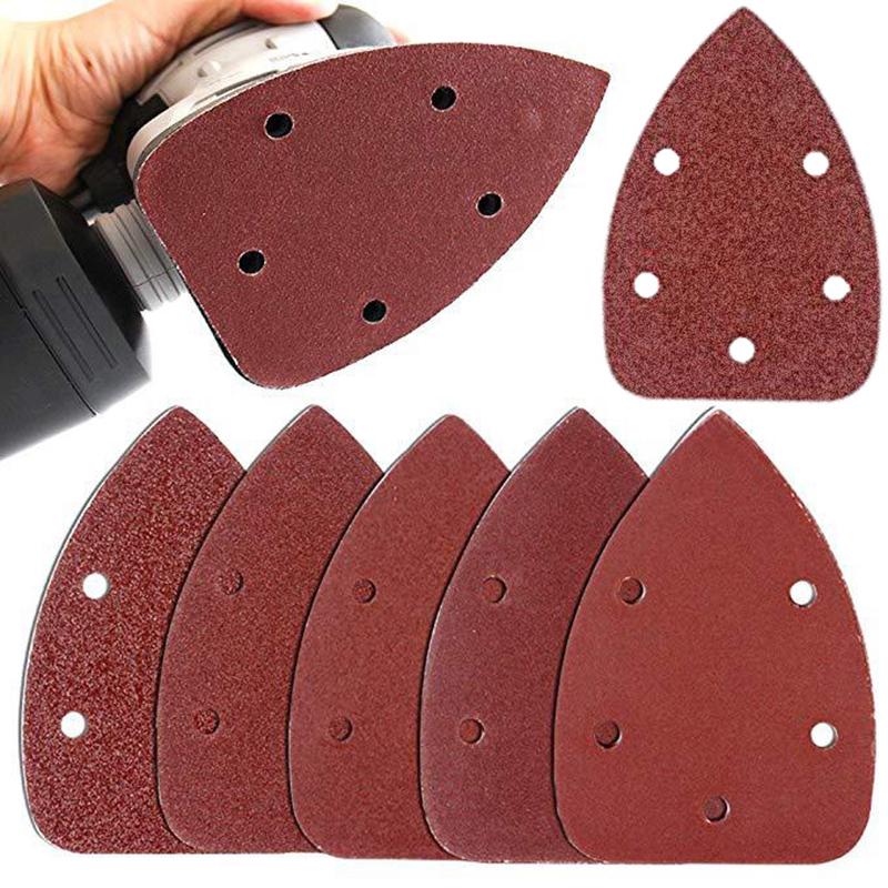 60Pcs Triangular Hook and Loop Sandpaper with Holes Fit 3-1/8 Inch ...