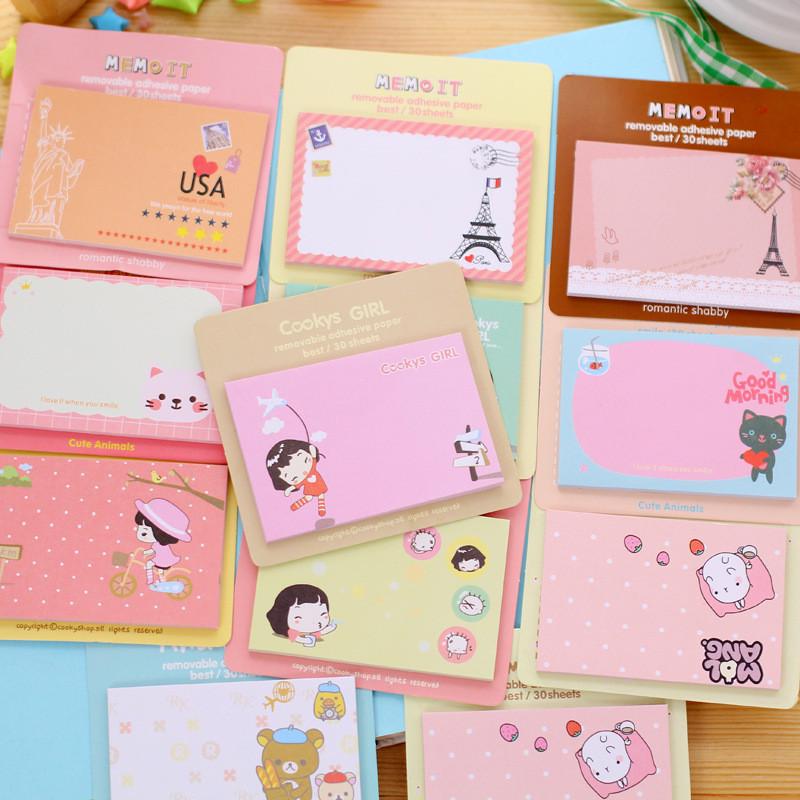 Buy Kawaii Cartoon Notepad Stickers NoteBook Memo Sticky Notes Students ...
