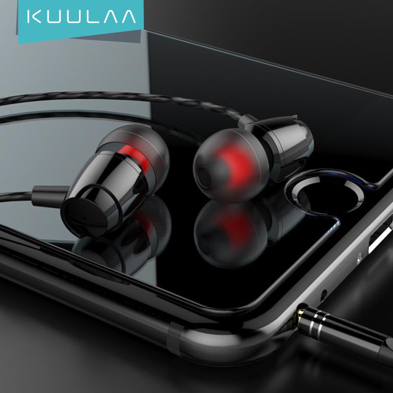 KUULAA Quad-core Mobile Wired Headphones 3.5 Sport Earbuds with Bass ...