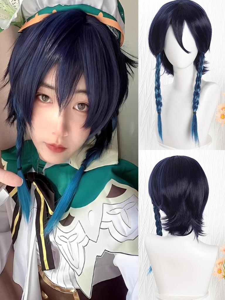 Cheap Hot Game "Genshin Impact" Venti Cosplay Wig Anime Wigs Braid Heat ...