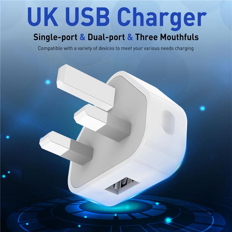 Buy UK Plug Mains Wall 3 Pin USB Power Adaptor Charger For Mobile Cell ...