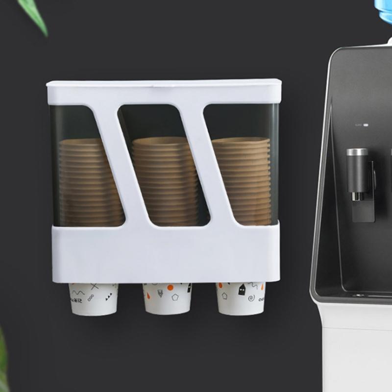 Wall Mount 3 Cylinder Disposable Cup Dispenser Pull-Type Paper Cup ...