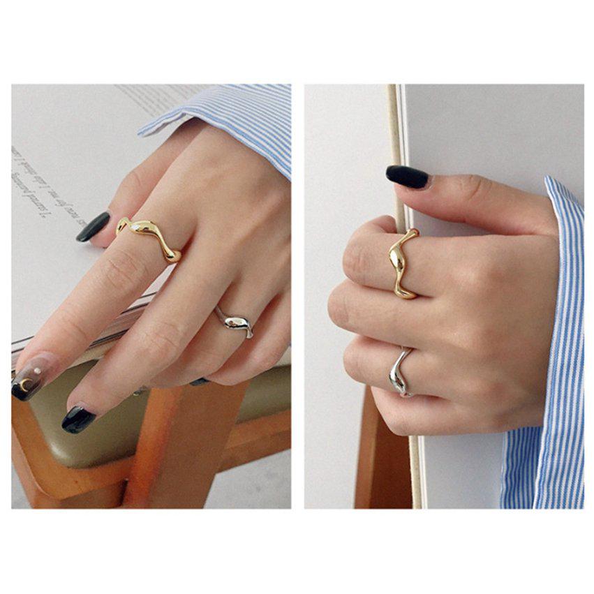 Buy Charm Adjustable Open Rings Irregular Birthday Wave Shape ...
