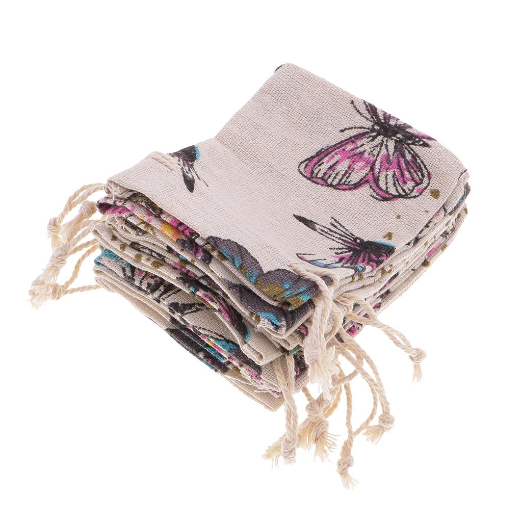 Buy 10 Pieces Linen Butterfly Drawstring Sack Jewelry Wedding Gift Bag ...