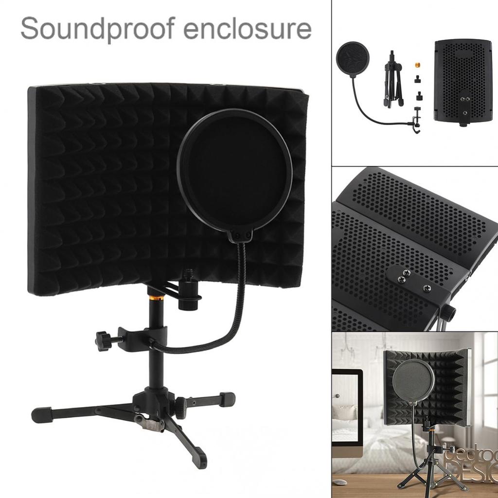 Cheap Microphone Isolation Shield Tripod Pop Filter Set Curved Wind ...