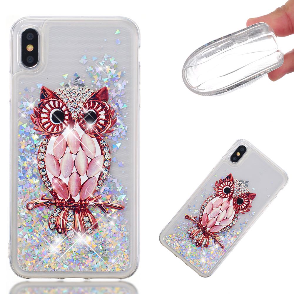 Buy Cute Owl Painted Soft Silicone Quicksand TPU Bling Mobile Phone ...