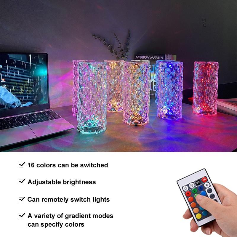 Buy NEW LED Light Diamond Table Lamp RGB Night Light 16 Colors RGB ...