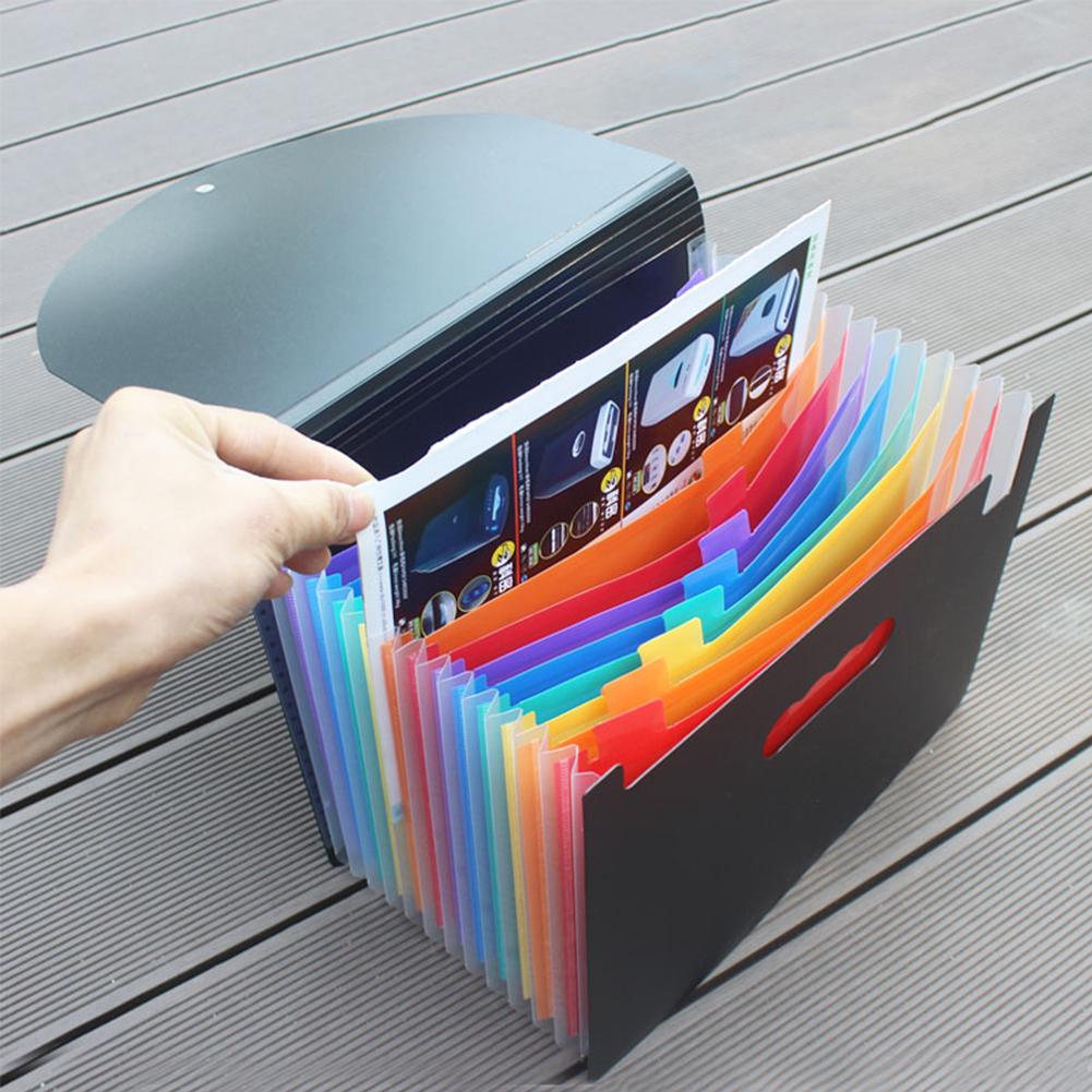 Expanding File Folder 13 Pockets with Lid A4 Size Portable Accordion ...
