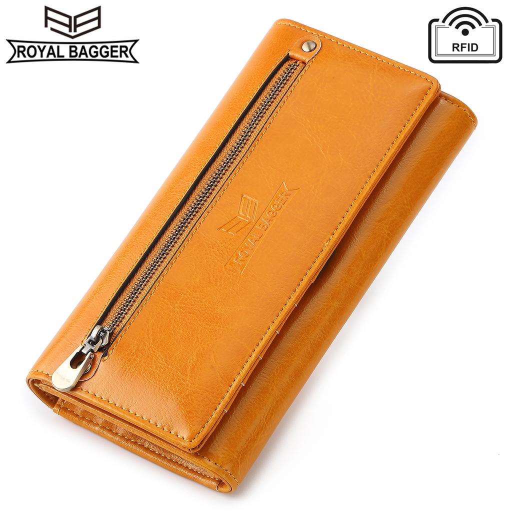 Buy Royal Bagger Long Wallet Purse for Women RFID Block Genuine Cow ...