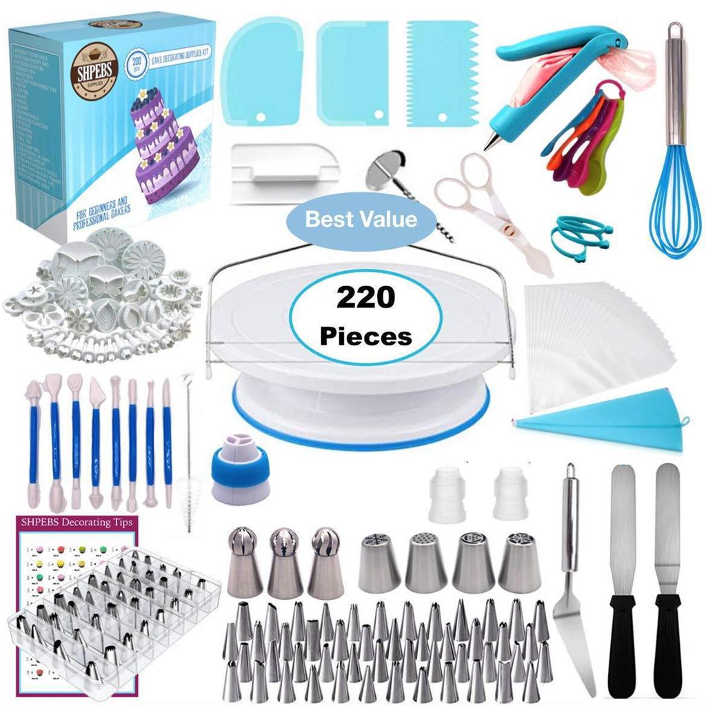 Buy 220Pcs Cake Decorating Tools Set for DIY Cake Dessert Pastry Baking ...