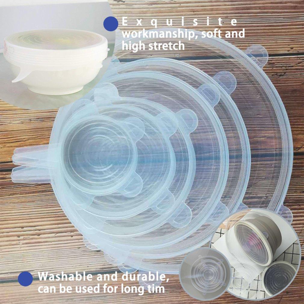 Buy 6pcs Food Grade Silicone Lids Universal Stretchy Bowl Lid Food ...