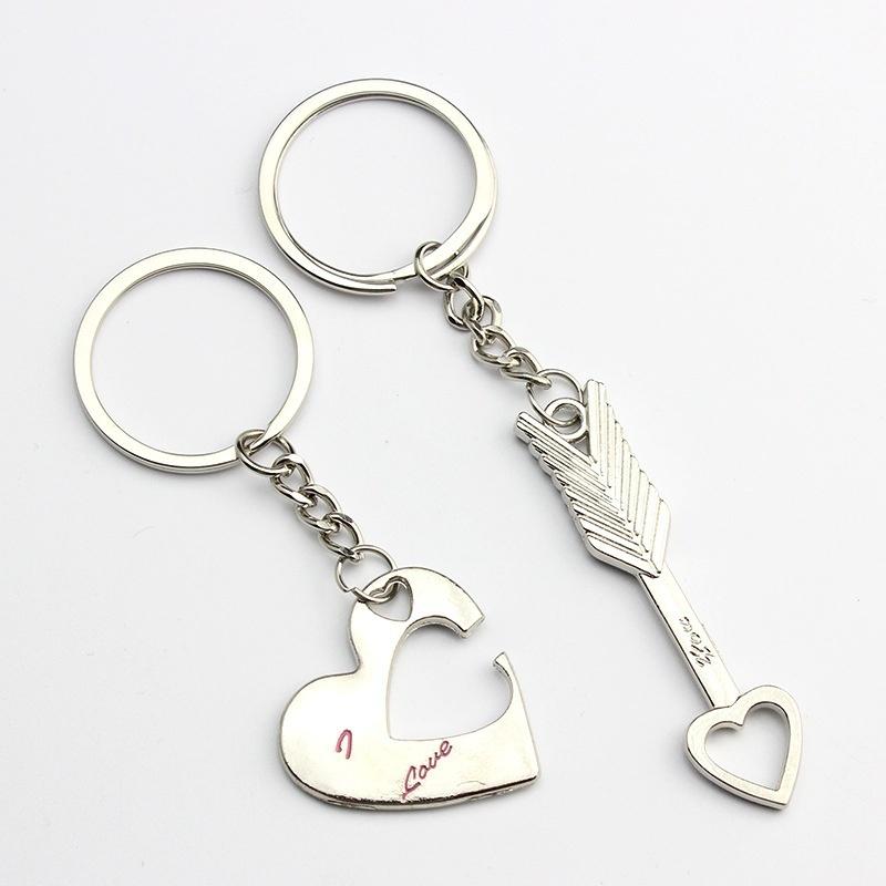 Buy Trendy 1 Pair Alloy Arrow Bow Love Keyrings Key Chains Lovers Ring ...