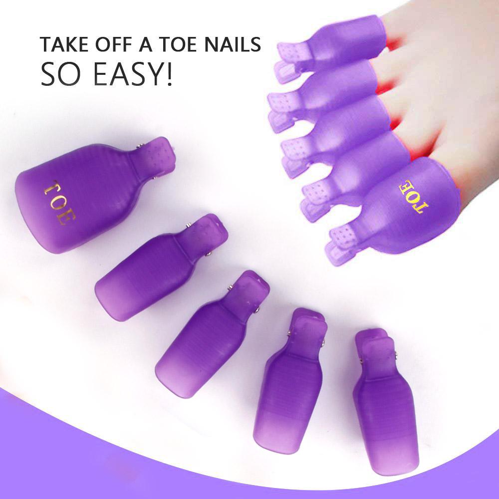 Buy 5 Pcs Colorful Plastic Toe Soak Off Cap Set Nail Art Foot Toe Clip ...