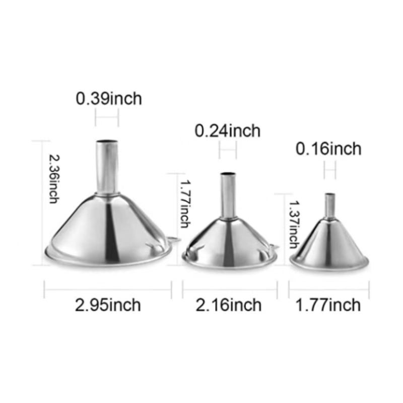 Buy 3PCS Stainless Steel Funnel, Mini Filling Kitchen Funnel for Essential Oils, Liquids, Dry ...
