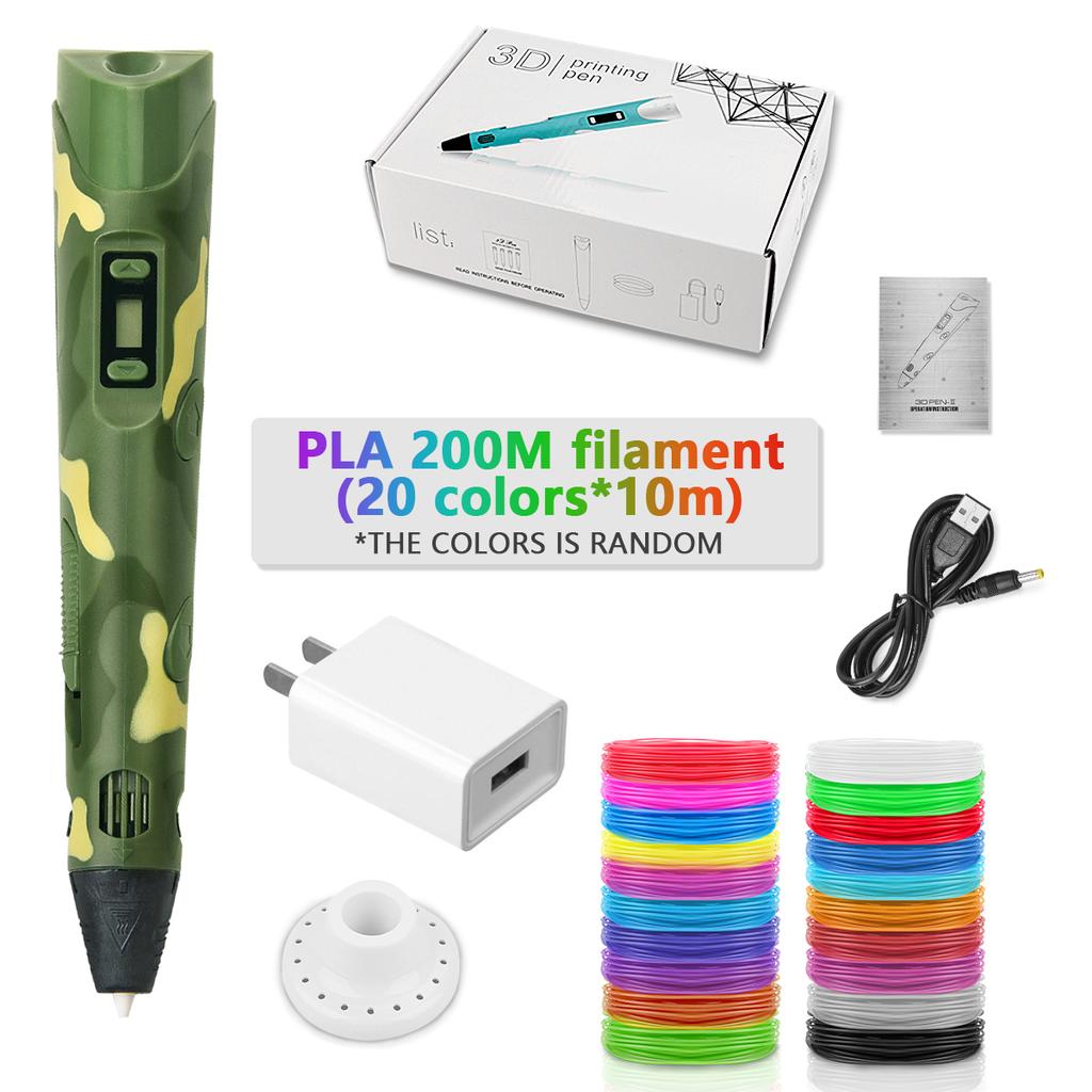 3D Pen LED Screen DIY 3D Printing Pen 50m/100m/200m PLA Filament ...