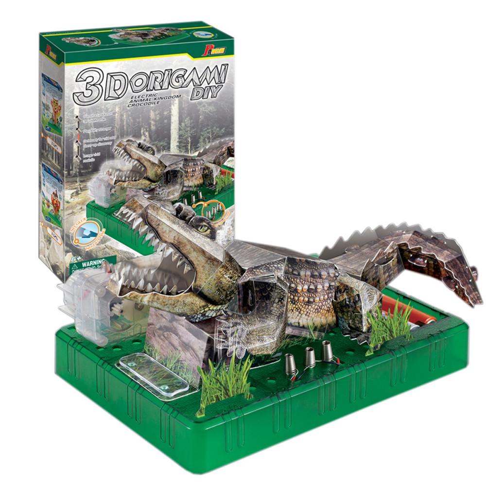 Buy 3D Handmade DIY Electric Crocodile Animal Model Kits Paper Puzzle ...