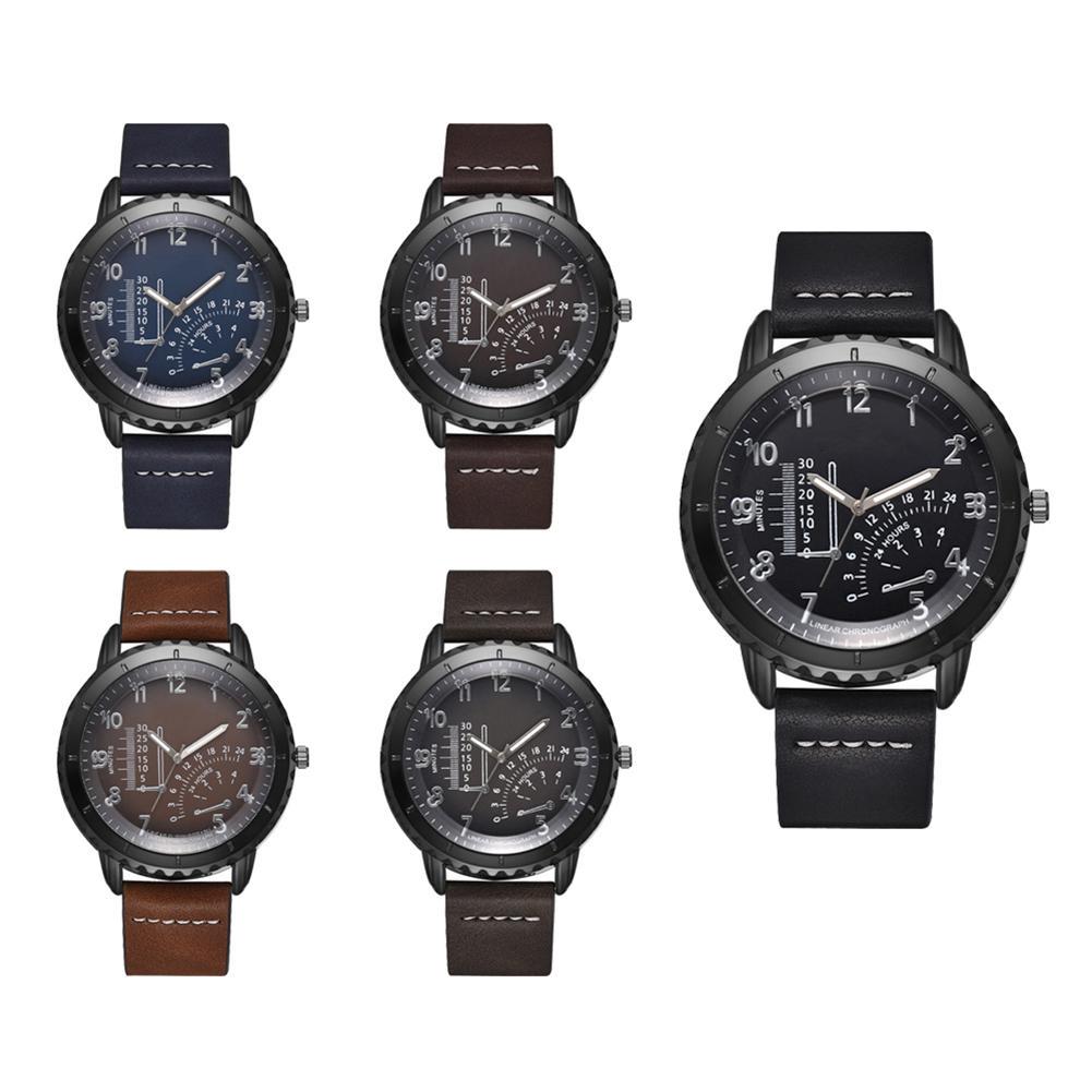 Buy Men Leather Band Watch Male Quartz Retro Korean Fashion Wrist ...
