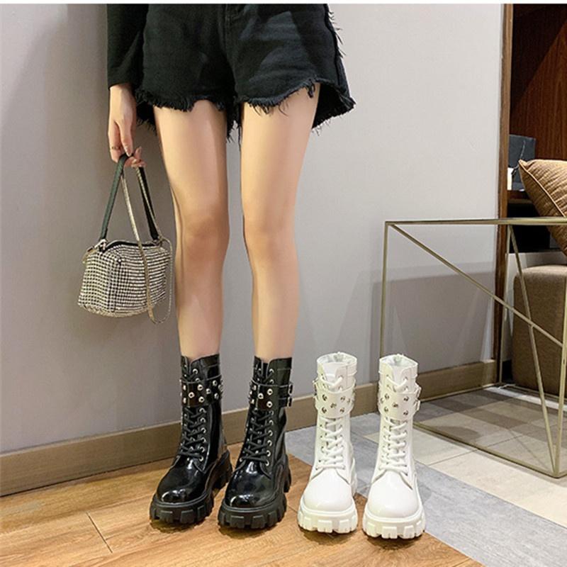 Buy Platform Patent Leather Boots New Rivet Women Autumn Punk ...
