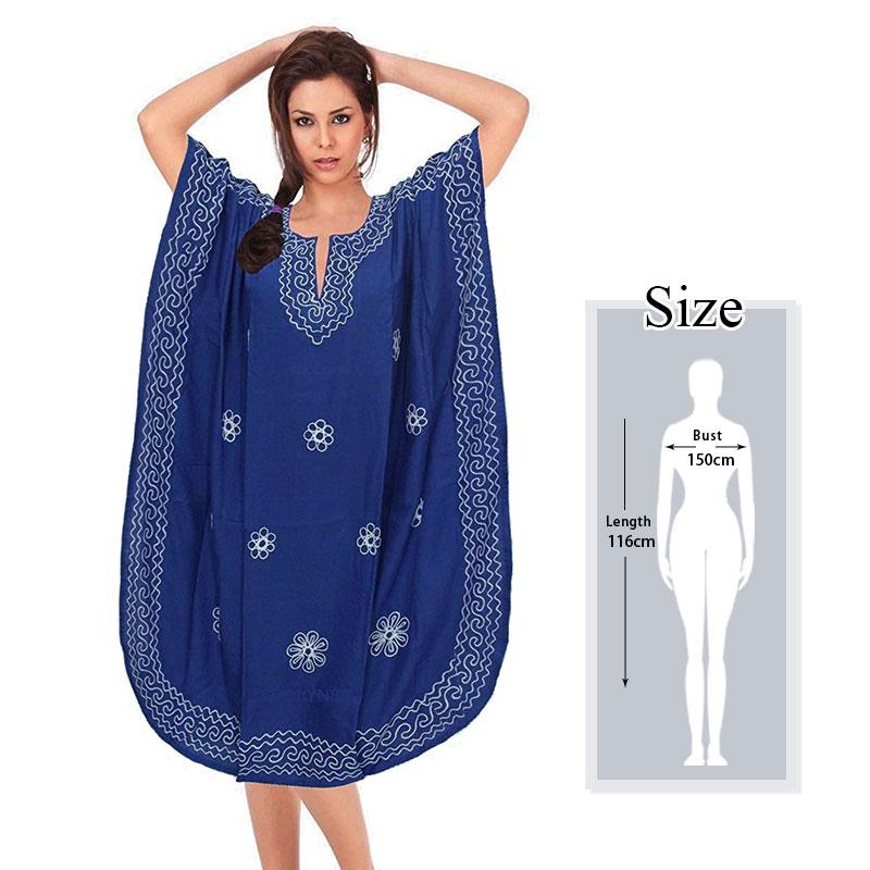 2020 Summer Cloak Sleeve V-neck Symmetrical Embroideried Loose Maxi ...