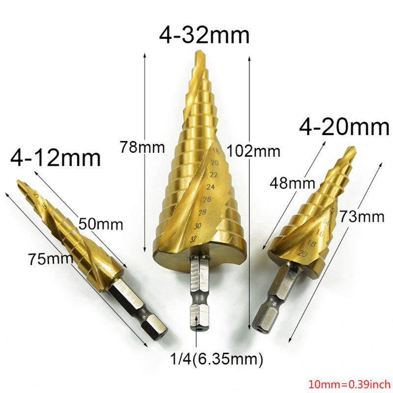 Buy Step Drill Bit Set Spiral Grooved Drills Countersink Bits and a 5 ...