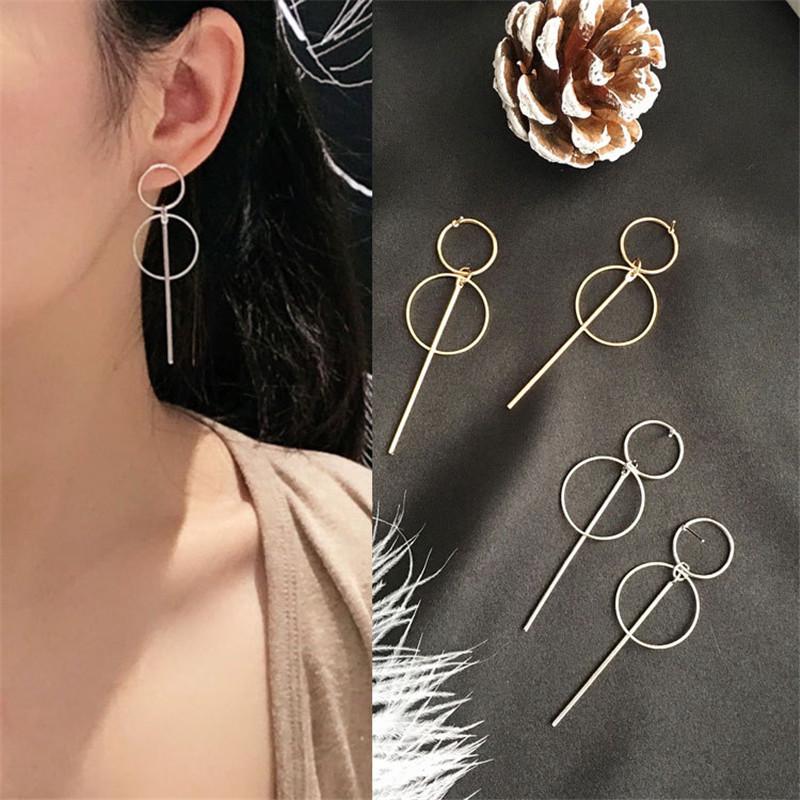 Buy Geometric Hollow-out 8 Shaped Circle Long Section Metal Rod Earring ...