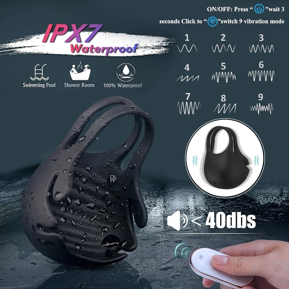 Buy Male 9 Vibration Modes Penis Ring Adult Products Remote Control ...