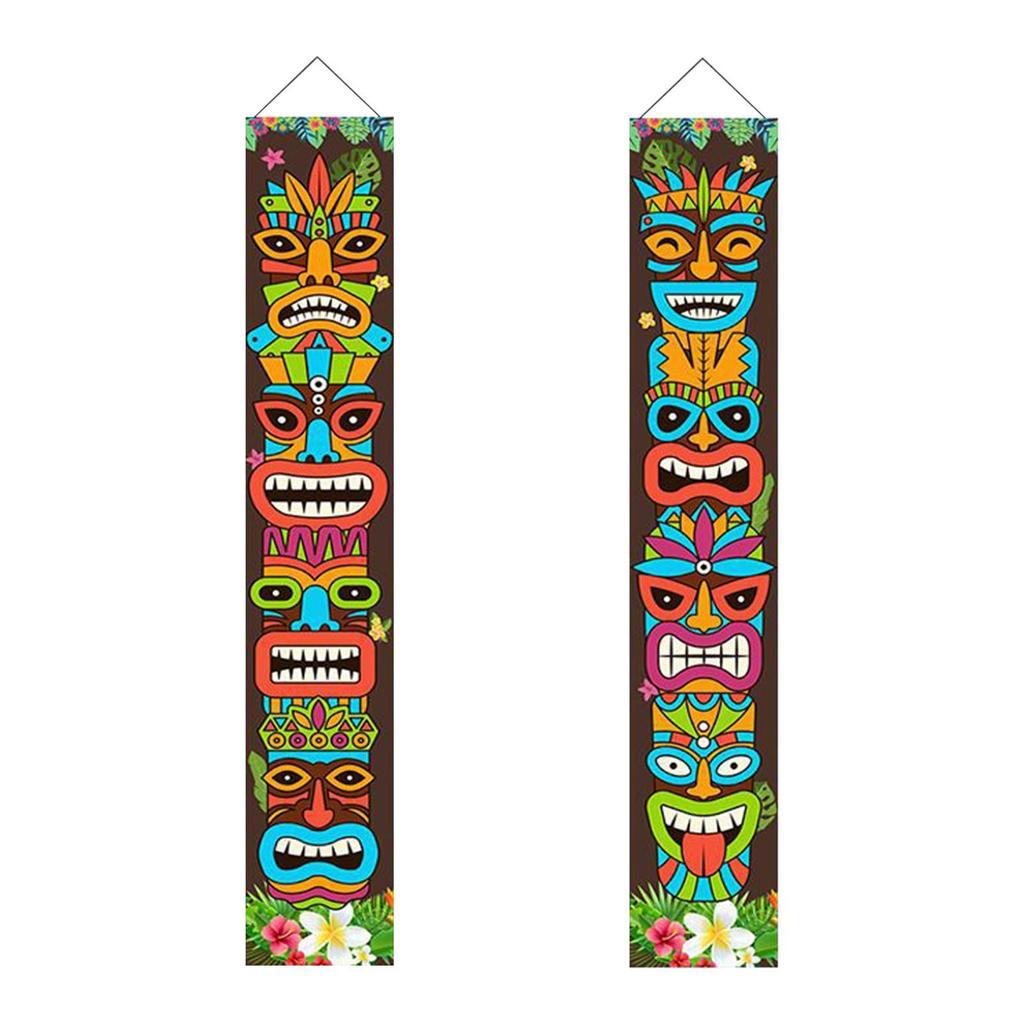 Front Porch Signs|Luau Party Tiki Banners with Tribal Totems Tropical ...