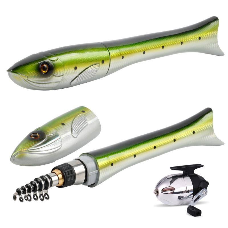 Buy Ice Fishing Fish Shape Fishing Rod Telescopic Fishing Pole Mini ...
