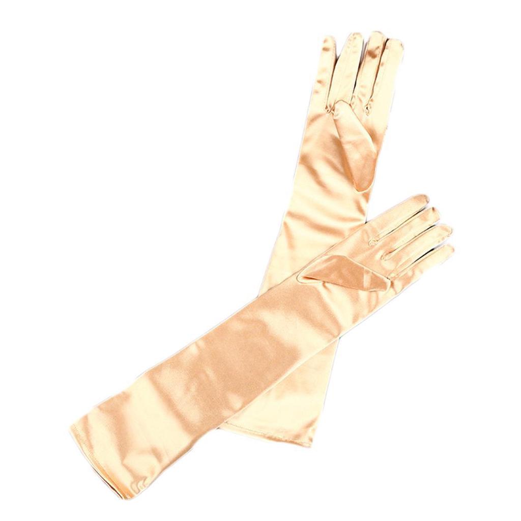 Buy Women Solid Satin Long Opera Gloves Costume Wedding Bridal Evening ...