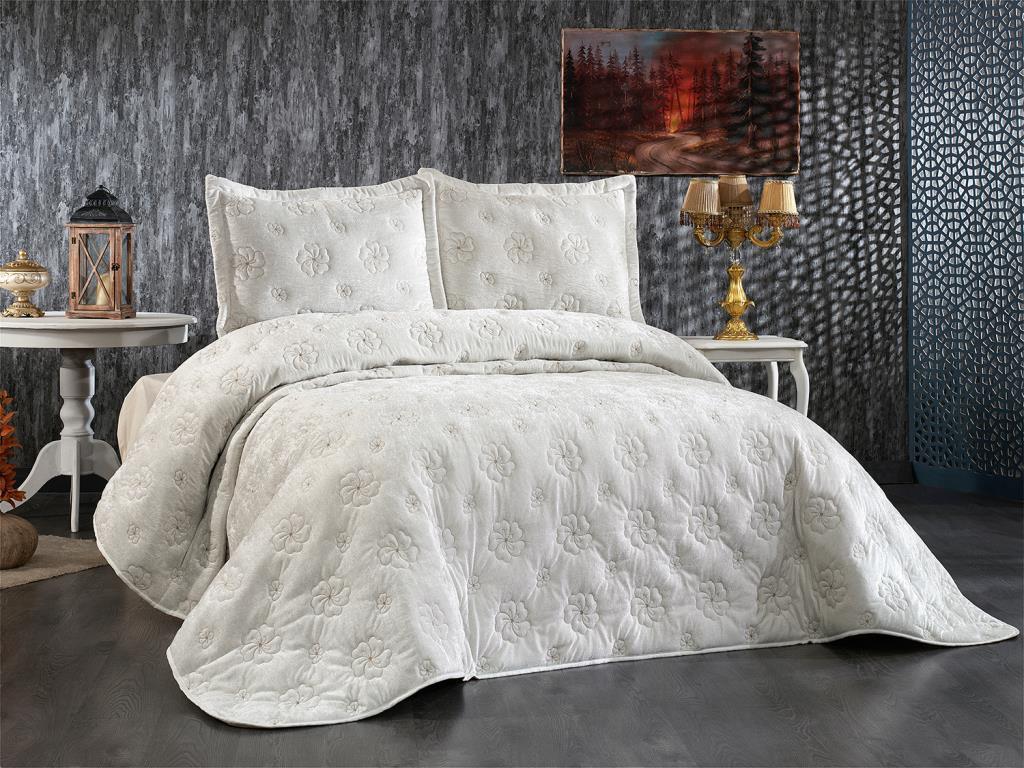 💰Comprar Lauren Embroidered Velvet Double Bedspread Cream barato al ...