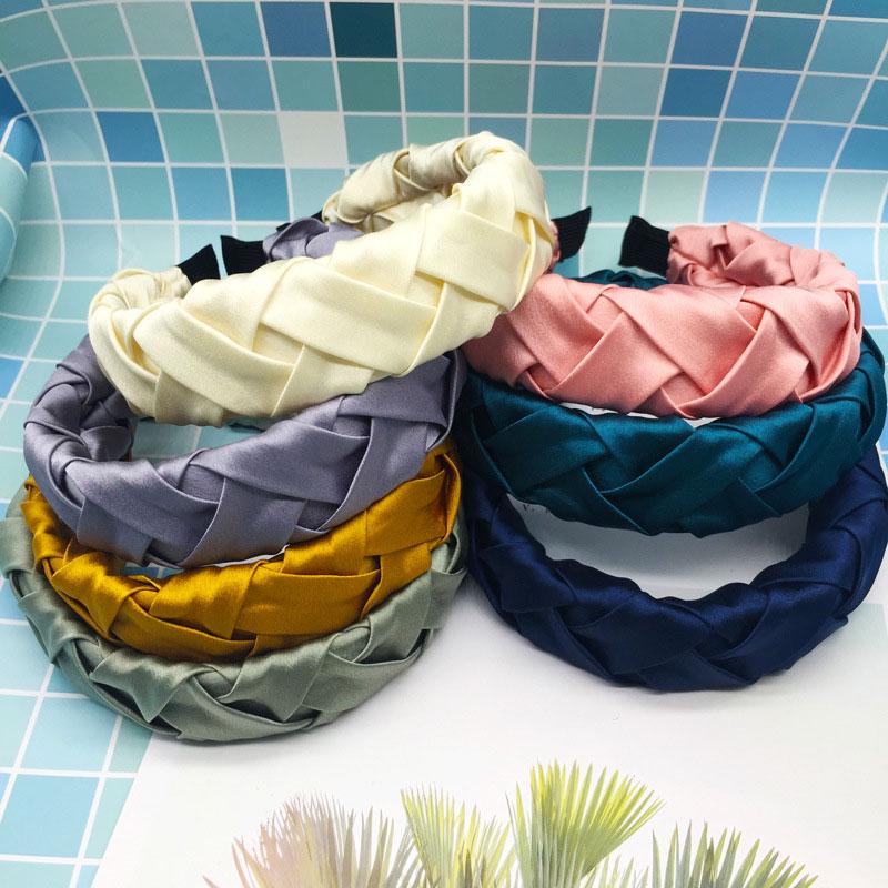 Buy Women Fashion Satin Braided Hoop Stretch Hair Strap Hair Rubber ...