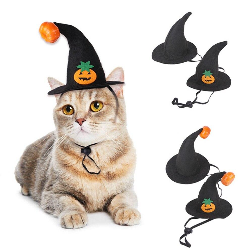 Pet Cat Dog Halloween Funny Hat Headdress Head Covering Pumpkin Face ...