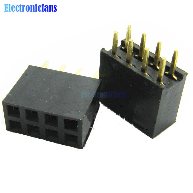 Buy 10PCS 2X4 Pin 8P 2.54mm Double Row Female Straight Header Pitch Socket Pin Strip at ...