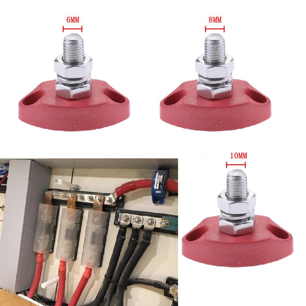 6 / 8 / 10mm Red Junction Block Power Post Insulated Terminal Stud Ring ...