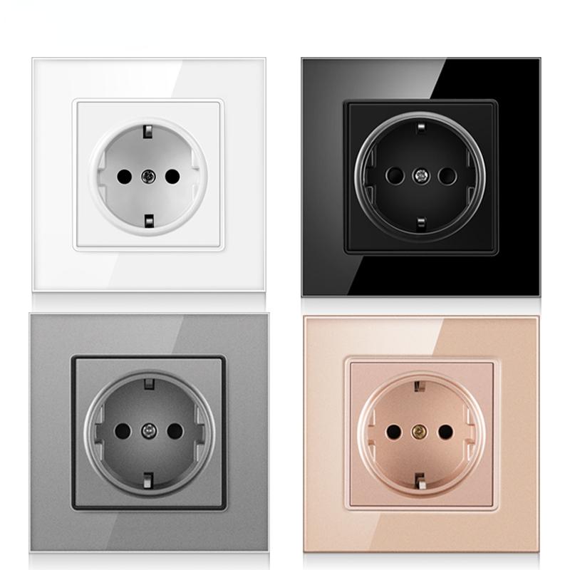 Buy 1Pcs Wall Crystal Glass Panel Power Socket Plug Has Been Grounded ...